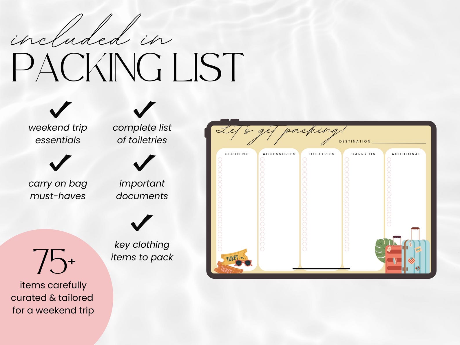 Girly Weekend Trip Packing List PDF | Weekend Packing Checklist ...