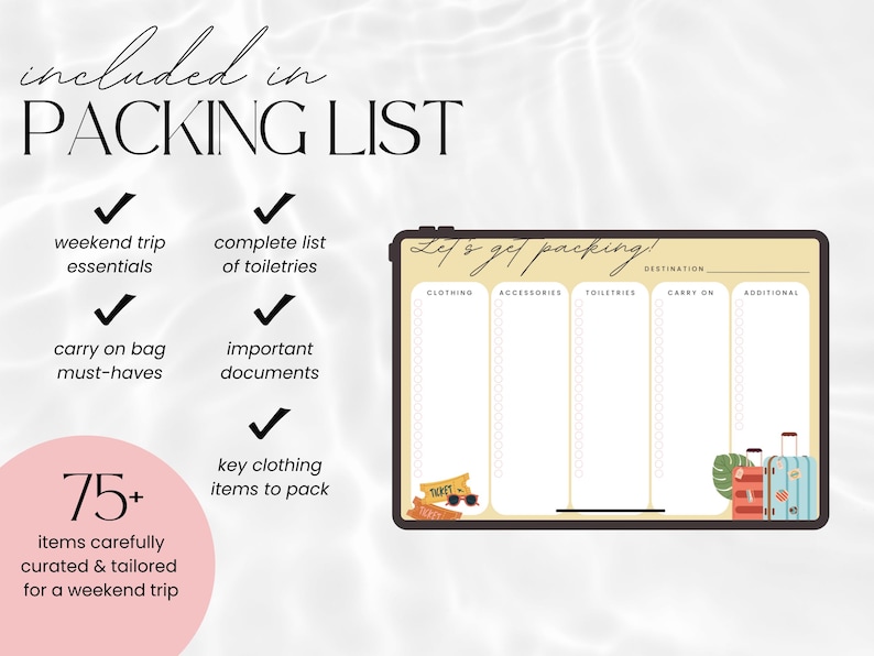 Girly Weekend Trip Packing List PDF | Weekend Packing Checklist ...