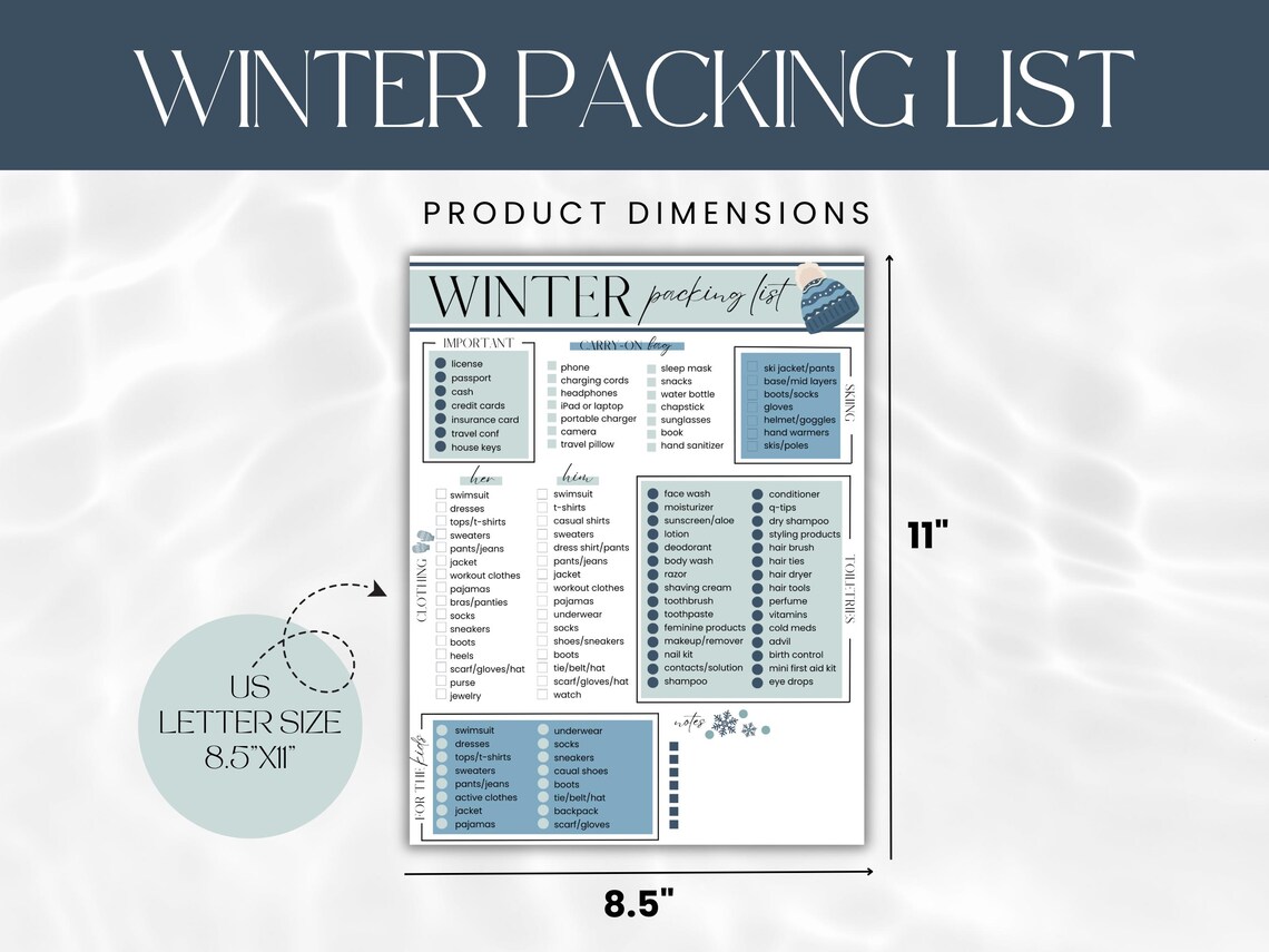Family Winter Packing List Template | Printable Packing List for Winter ...