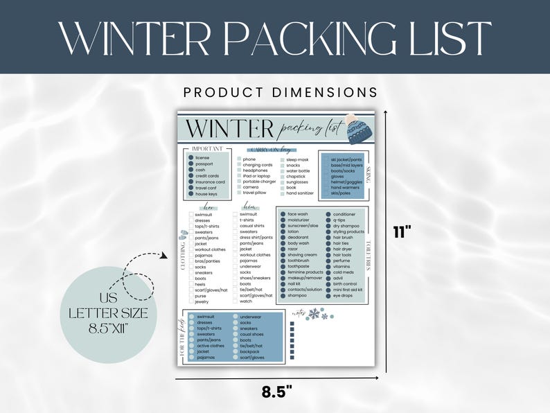 Family Winter Packing List Template | Printable Packing List for Winter ...