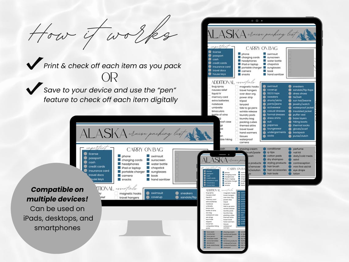 Alaska Cruise Packing List: Editable Travel Checklist (PDF Printable ...