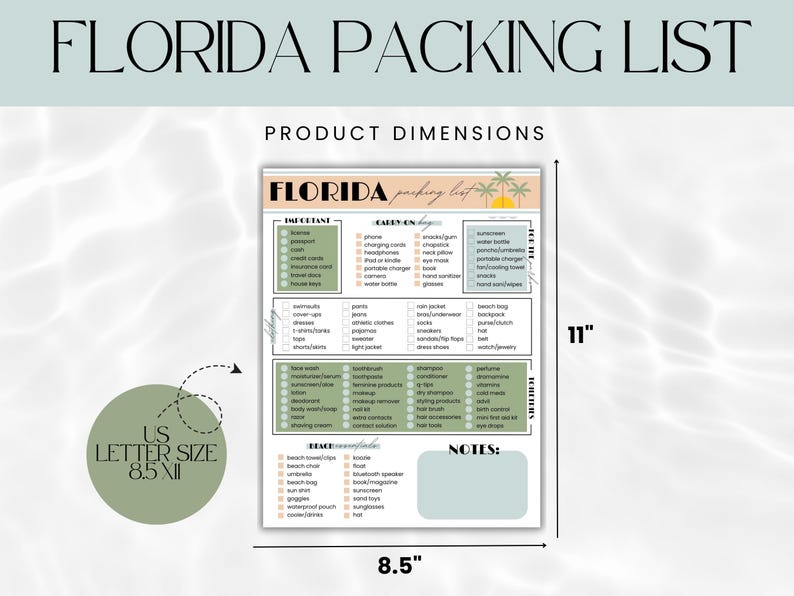 Florida Packing List PDF Printable | Florida Travel Checklist ...