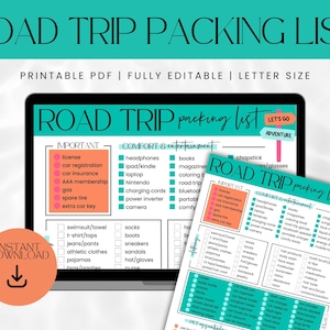 Road Trip Packing Checklist Road Trip Essentials Packing List Vacation ...