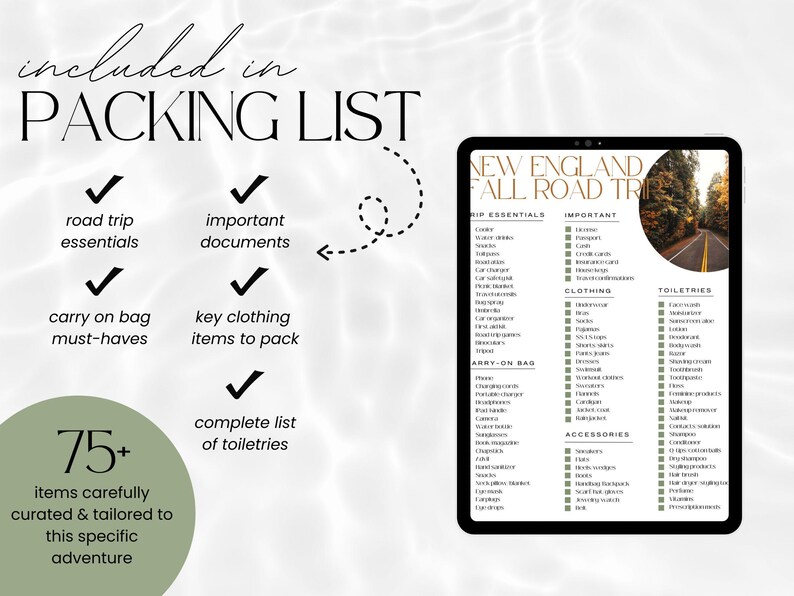 New England Fall Road Trip Packing List: Editable Travel Checklist (PDF ...