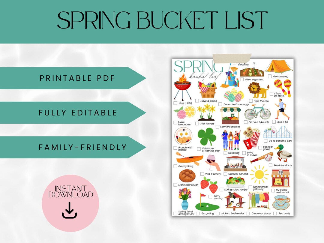 Spring Bucket List Printable | Spring Activities for Kids | Family ...