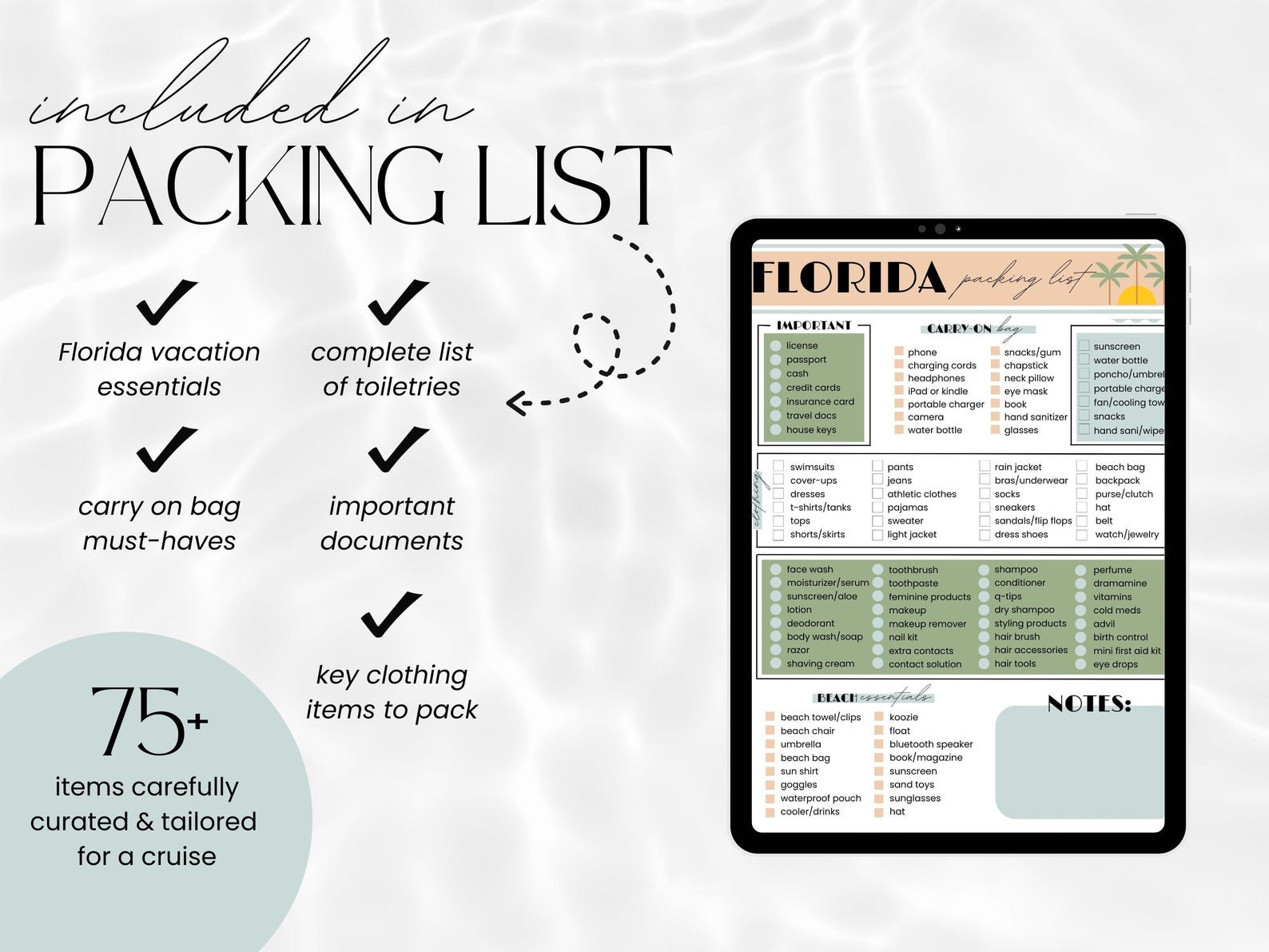 Florida Packing List PDF Printable Florida Travel Checklist Editable ...