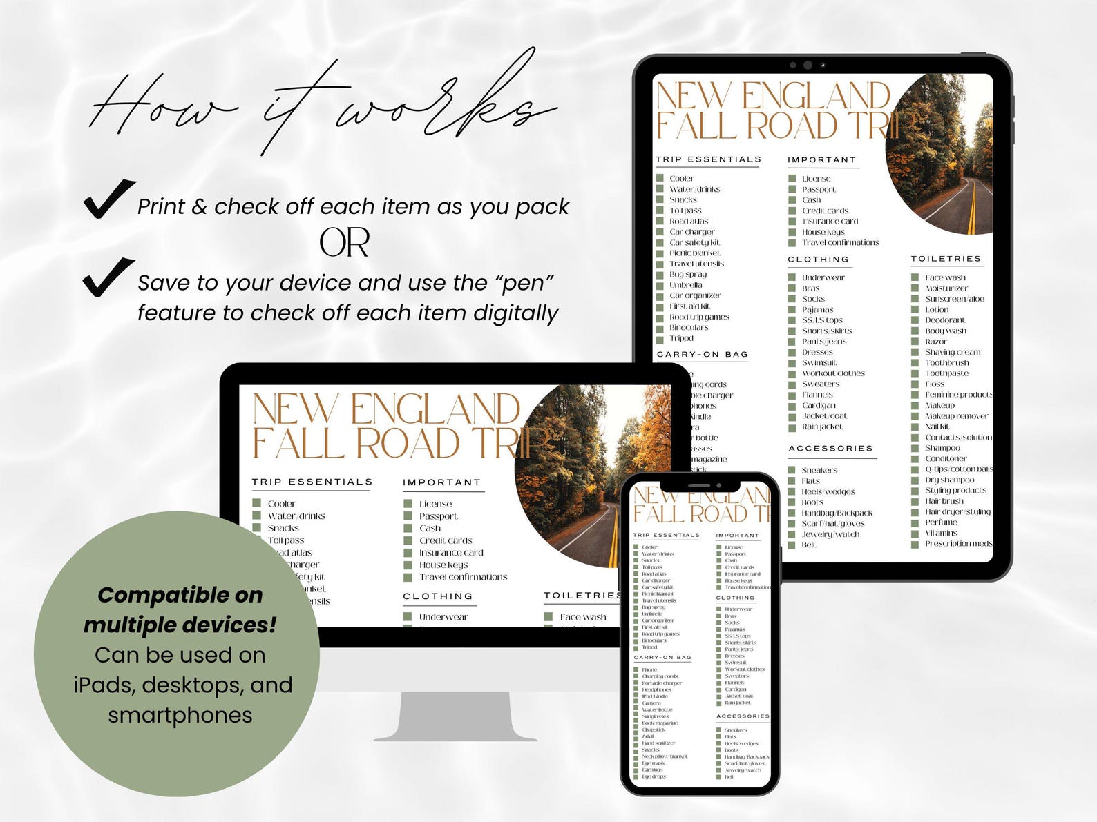 New England Fall Road Trip Packing List: Editable Travel Checklist (PDF ...