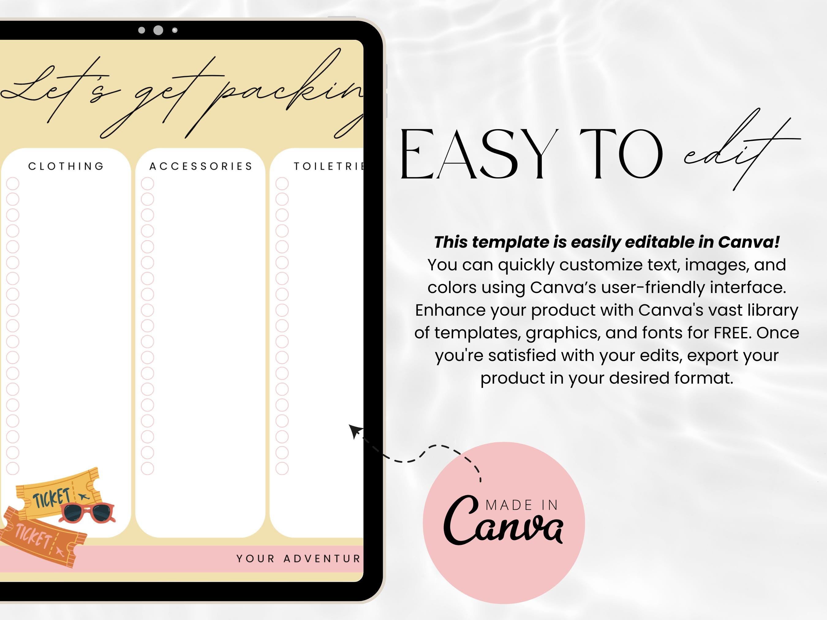 Girly Weekend Trip Packing List PDF | Weekend Packing Checklist ...