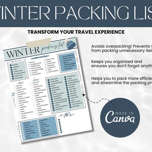 Family Winter Packing List Template Printable Packing List for Winter ...