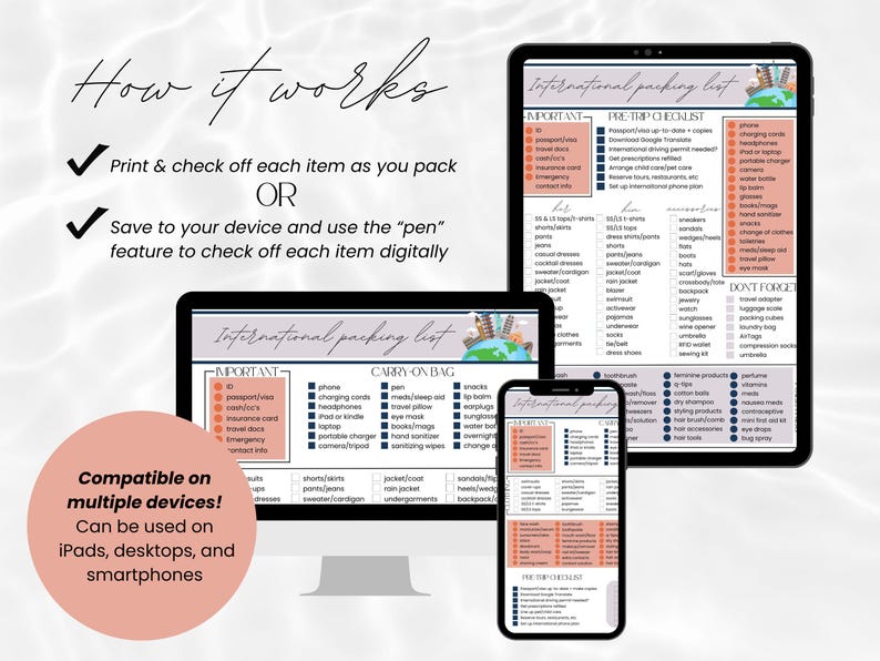 Editable Travel Packing List: International Travel & Europe Trip (PDF ...
