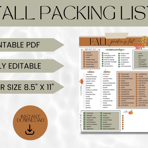 Canva Packing List Template - Etsy