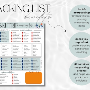 Editable Skiing Packing Checklist | Ski Trip Packing List PDF | Winter ...