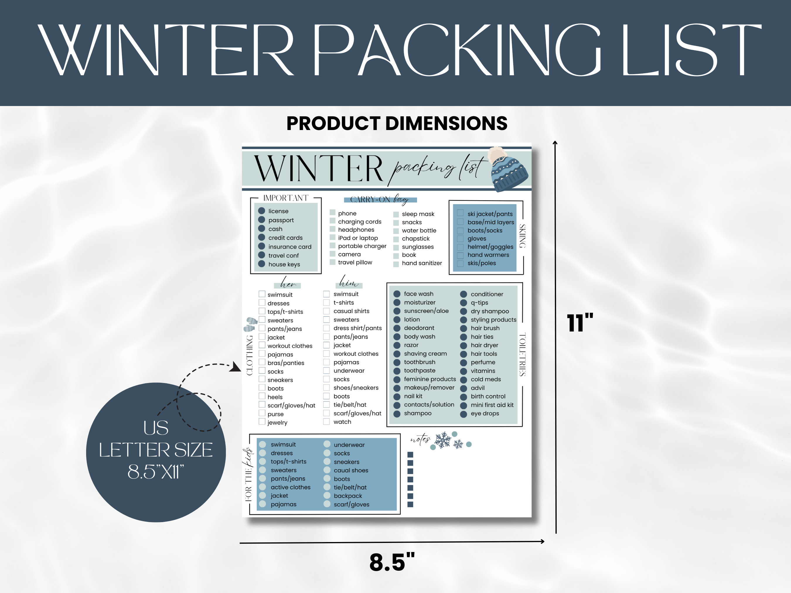 Family Winter Packing List Template Printable Packing List for Winter ...
