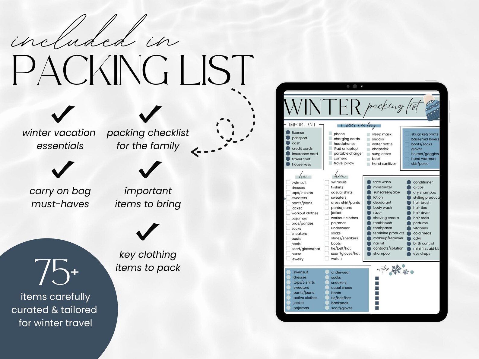 Family Winter Packing List Template | Printable Packing List for Winter ...