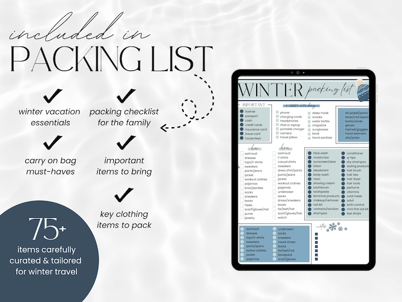 Family Winter Packing List Template | Printable Packing List for Winter ...