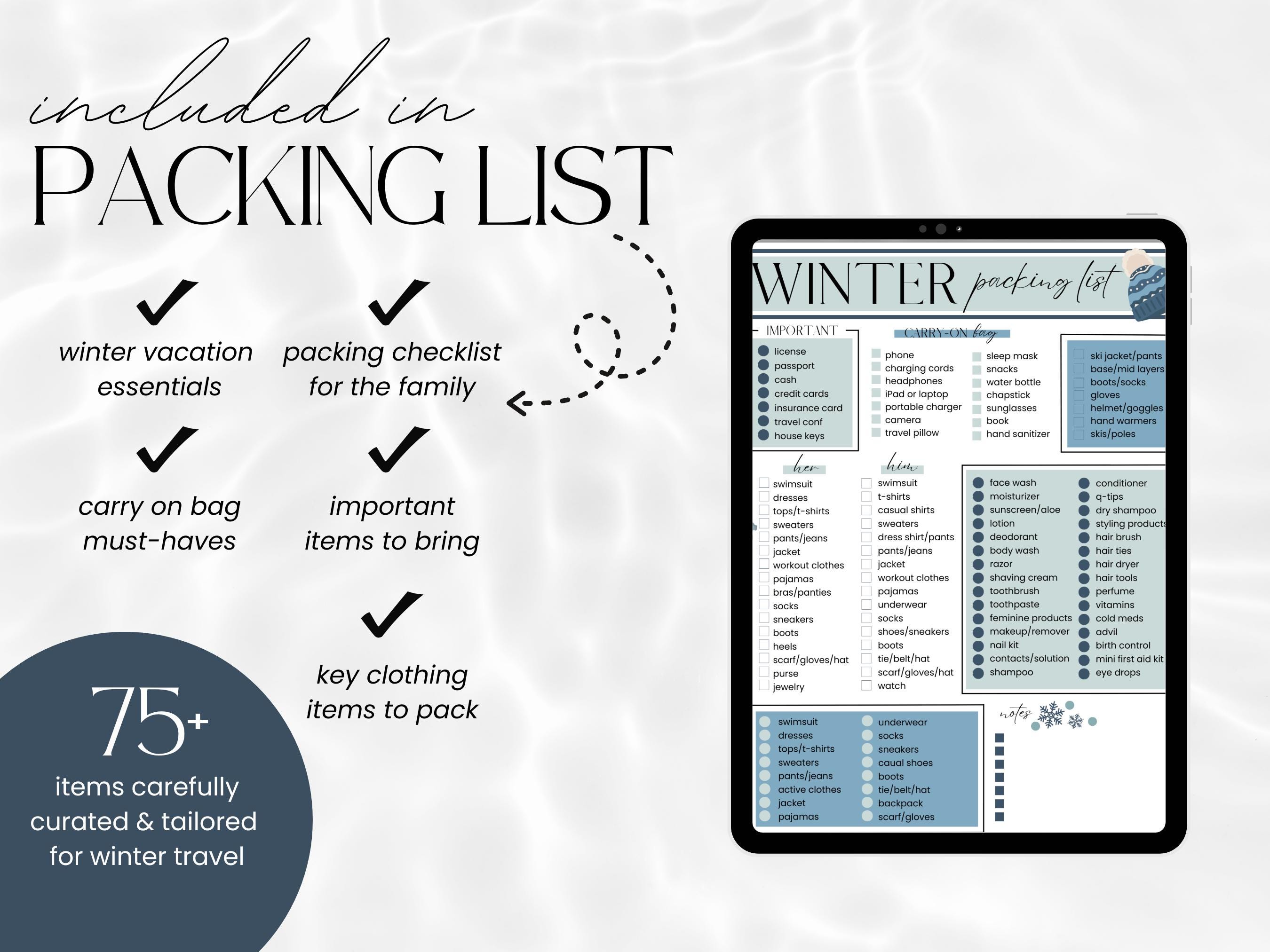 Family Winter Packing List Template | Printable Packing List for Winter ...