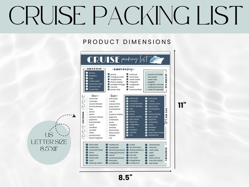 Printable Cruise Packing List: Editable Travel Checklist (PDF Printable ...