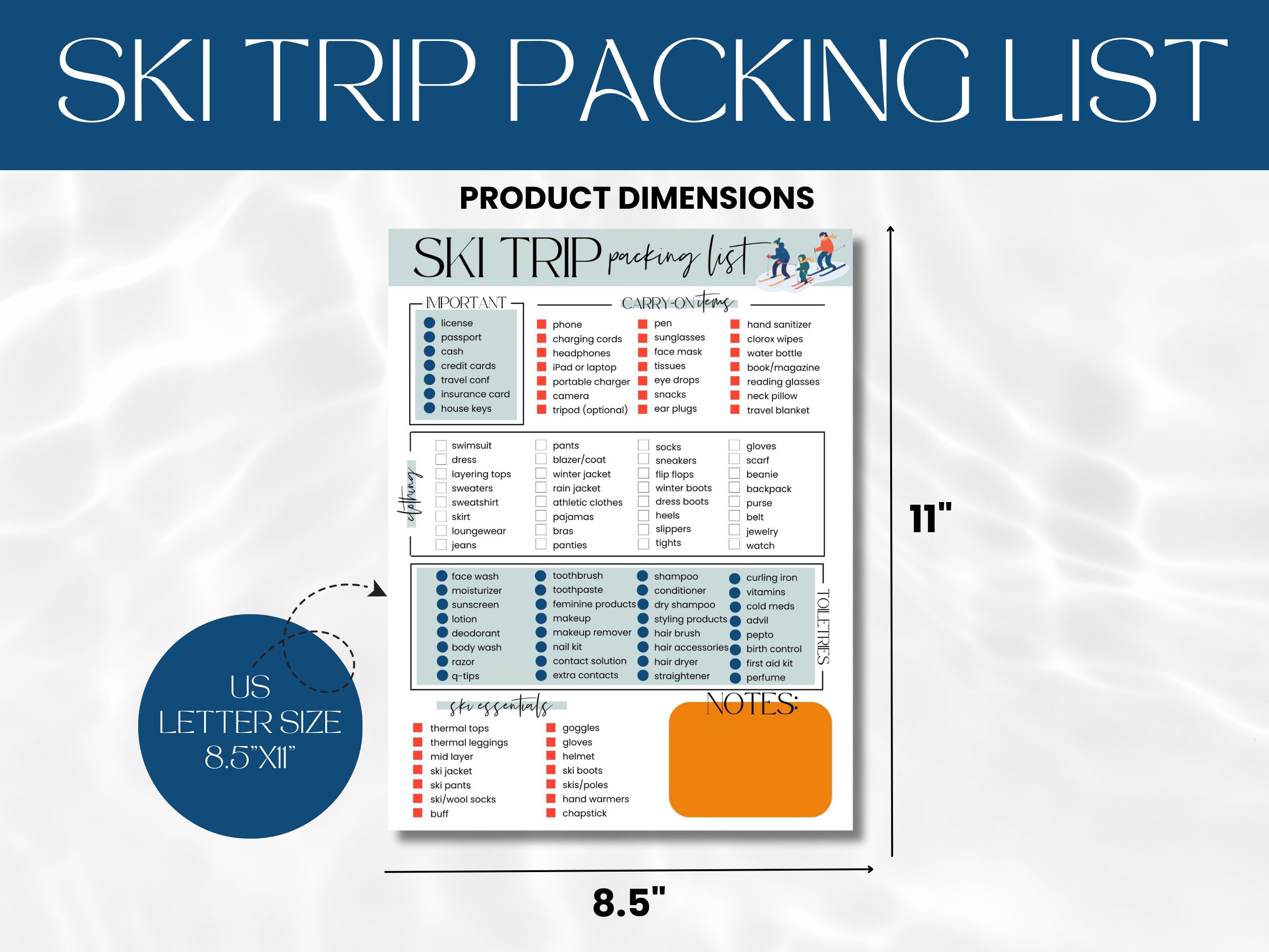 Editable Skiing Packing List Winter Packing Checklist Winter Travel ...
