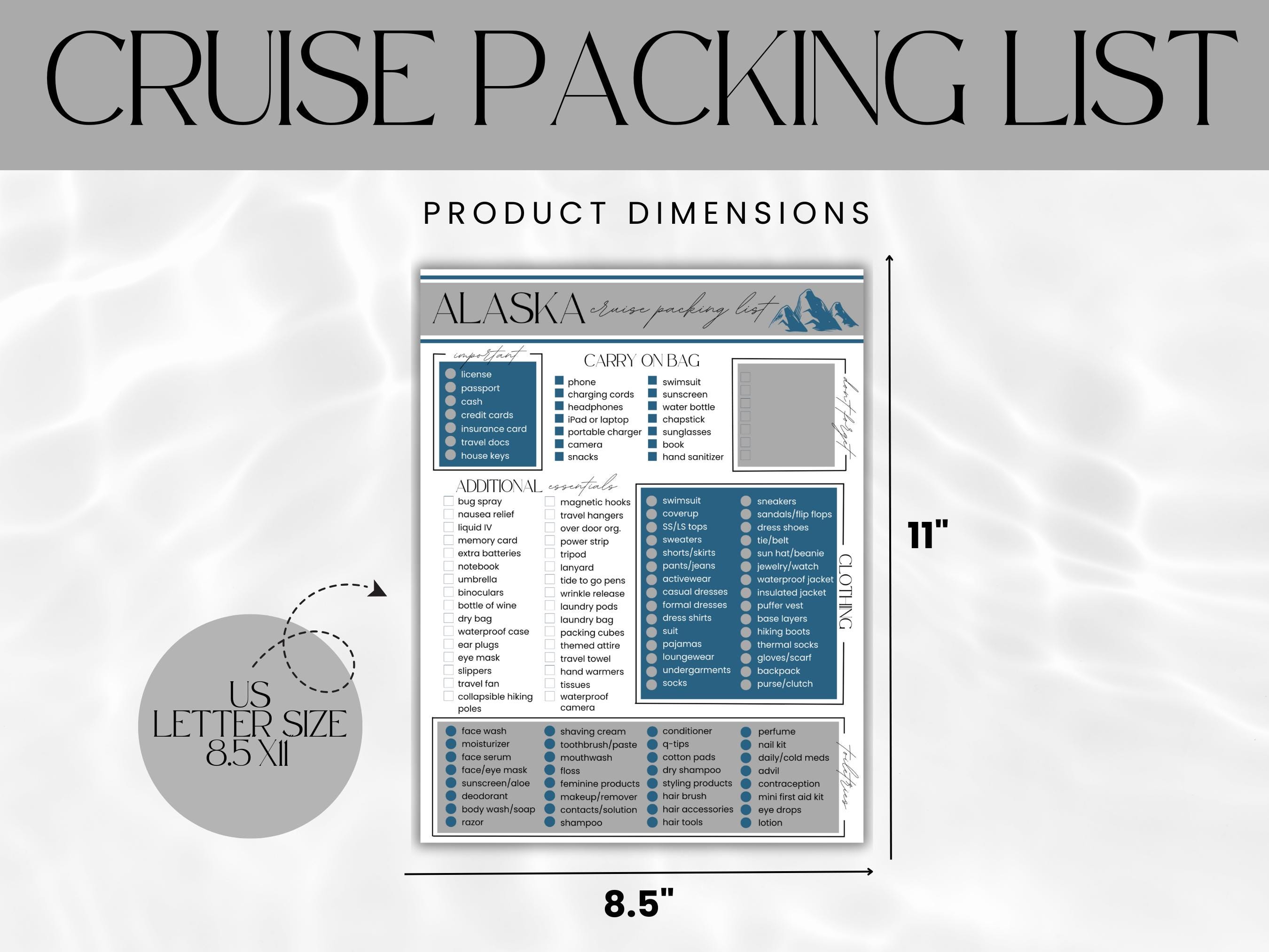 Alaska Cruise Packing List: Editable Travel Checklist (PDF Printable ...