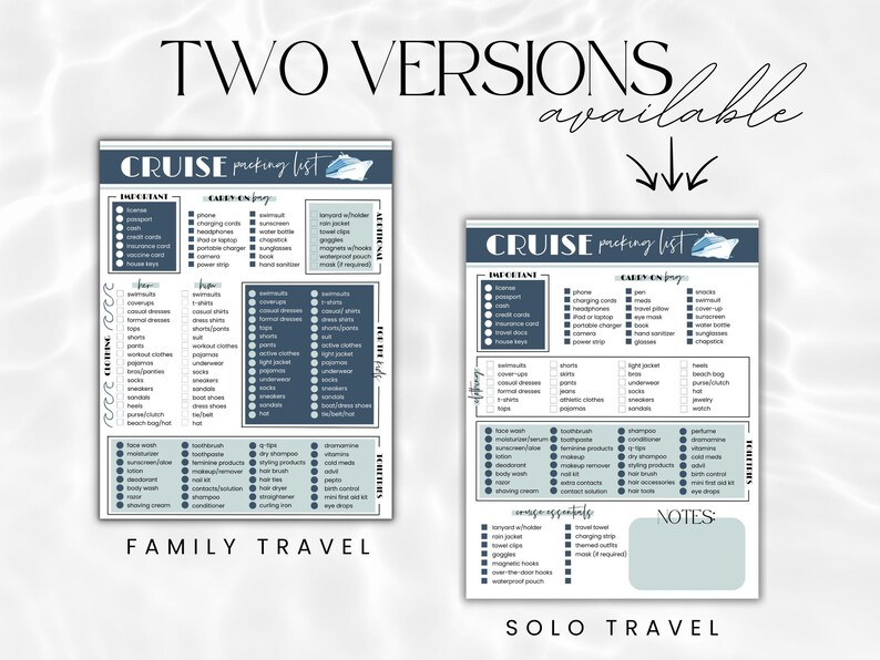 Printable Cruise Packing List: Editable Travel Checklist (PDF Printable ...