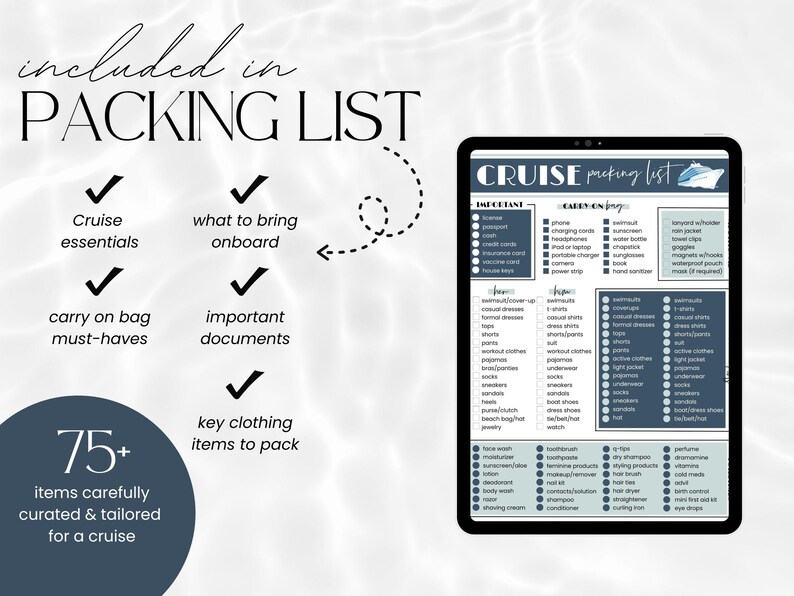 Printable Cruise Packing List: Editable Travel Checklist (PDF Printable ...