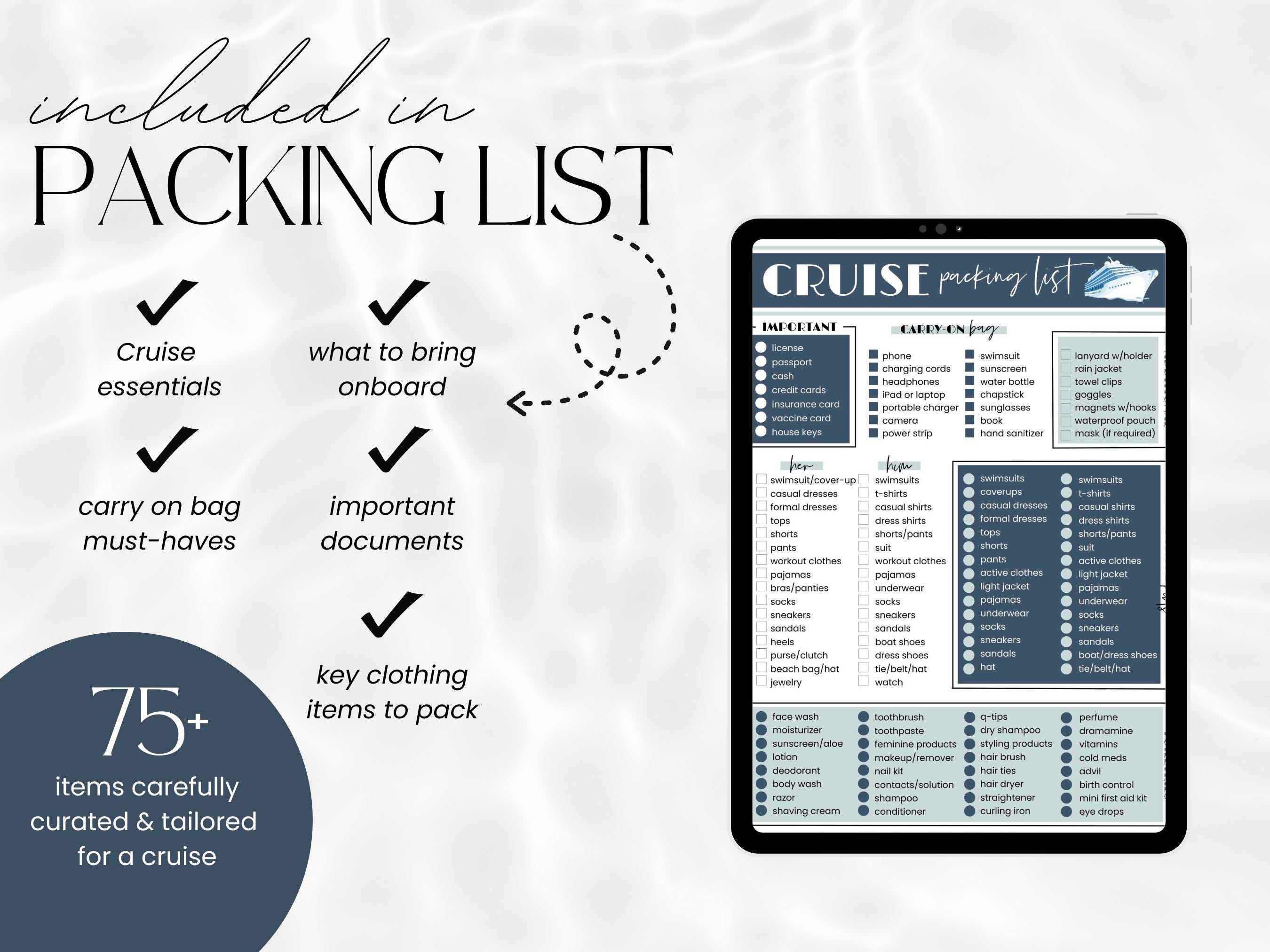 Printable Cruise Packing List: Editable Travel Checklist (PDF Printable ...
