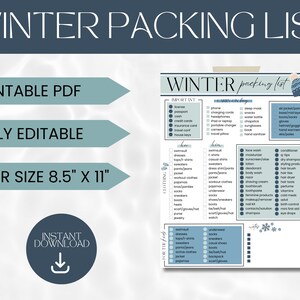 Family Winter Packing List Template Printable Packing List for Winter ...