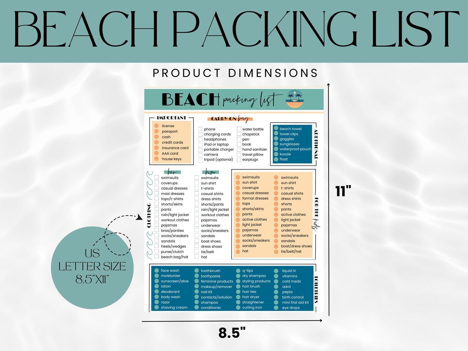 Beach Packing List Template | Packing Checklist | Travel Packing List ...