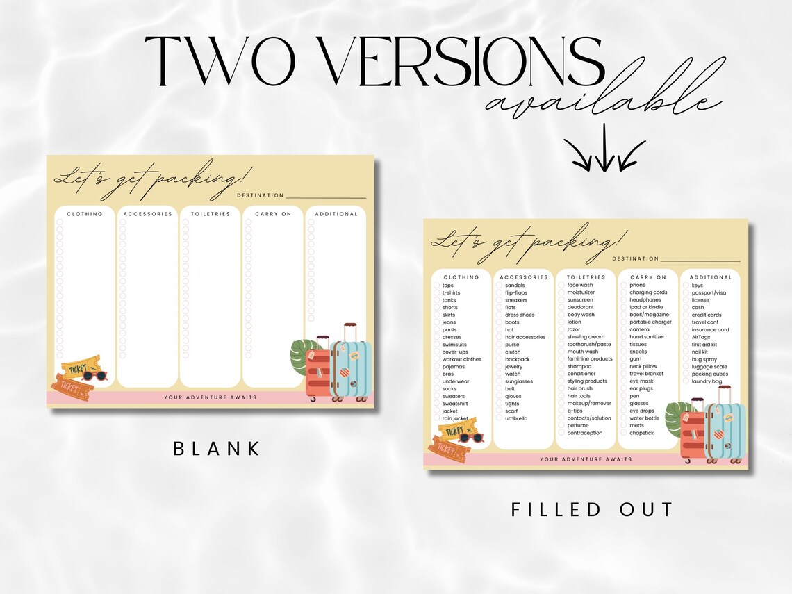 Girly Weekend Trip Packing List PDF | Weekend Packing Checklist ...