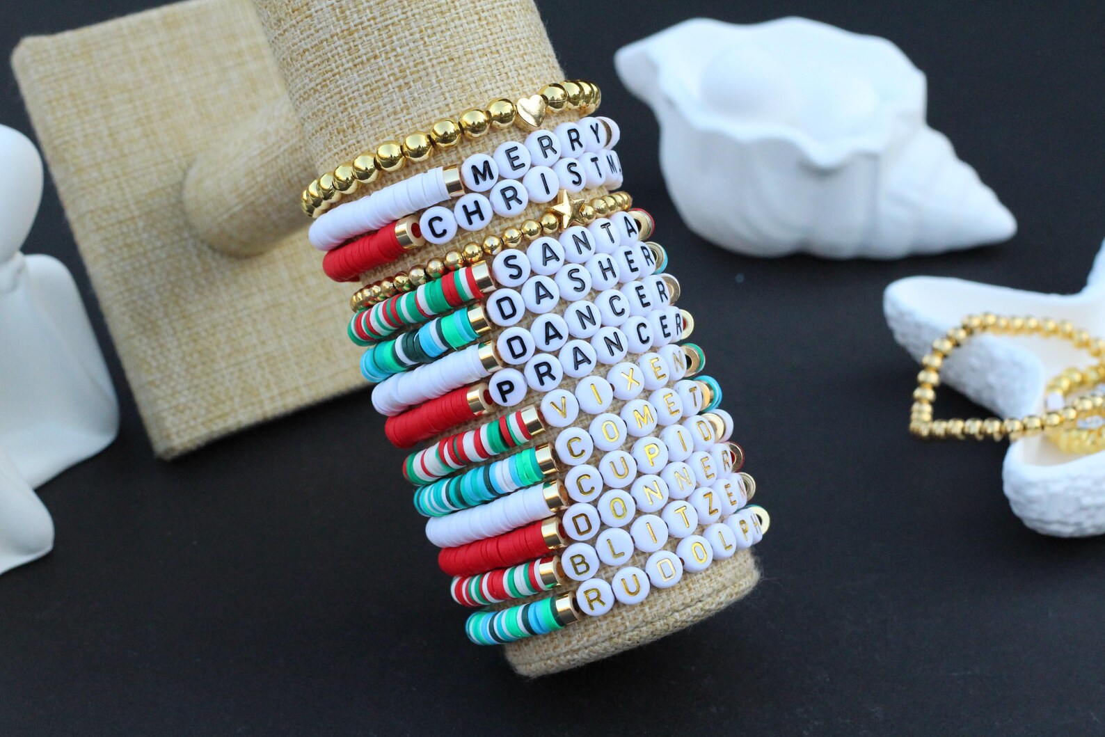 Handmade Christmas Bracelets, Christmas Gift for Her, Handcrafted Xmas ...