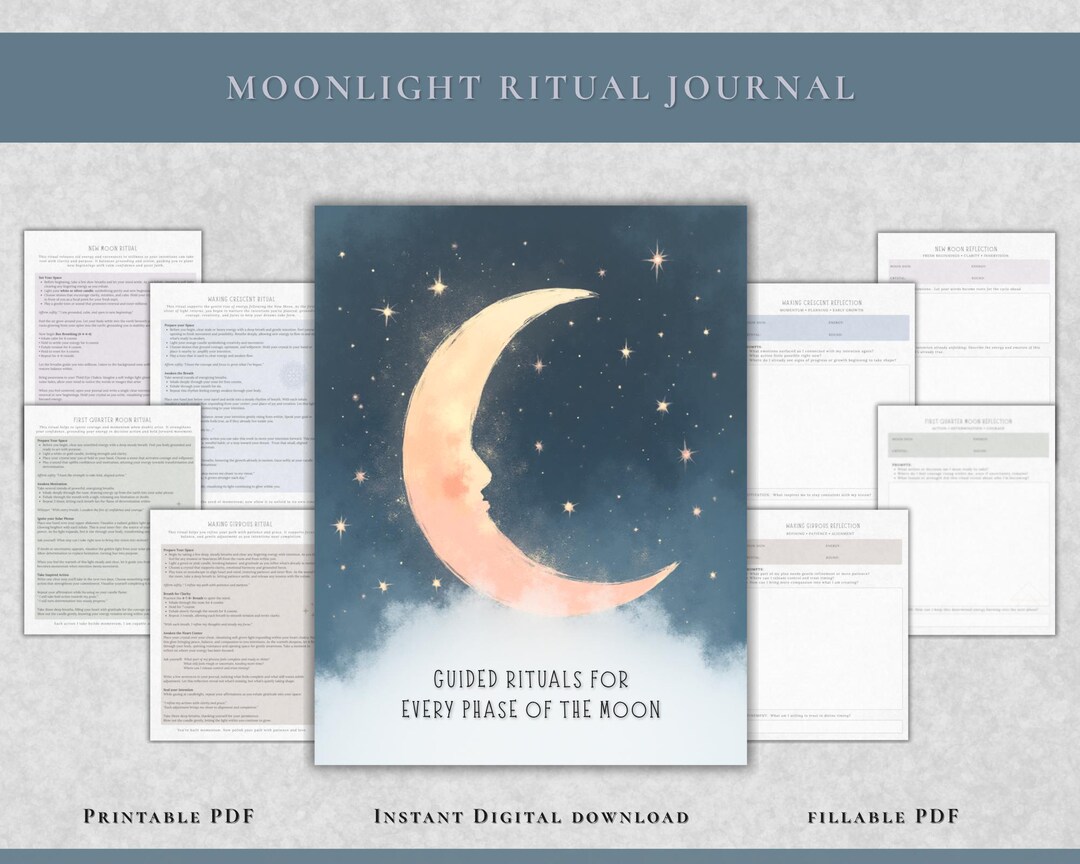 Moon Ritual Journal | 8-phase Lunar Cycle Guide | Spiritual Planner ...