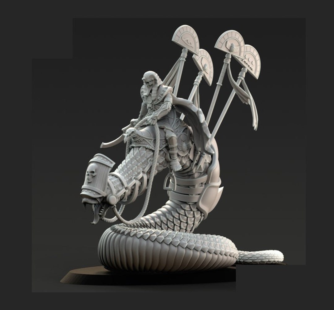 Mummified Legions Undead King on Royal Snake 28mm/30mm Tabletop Model ...