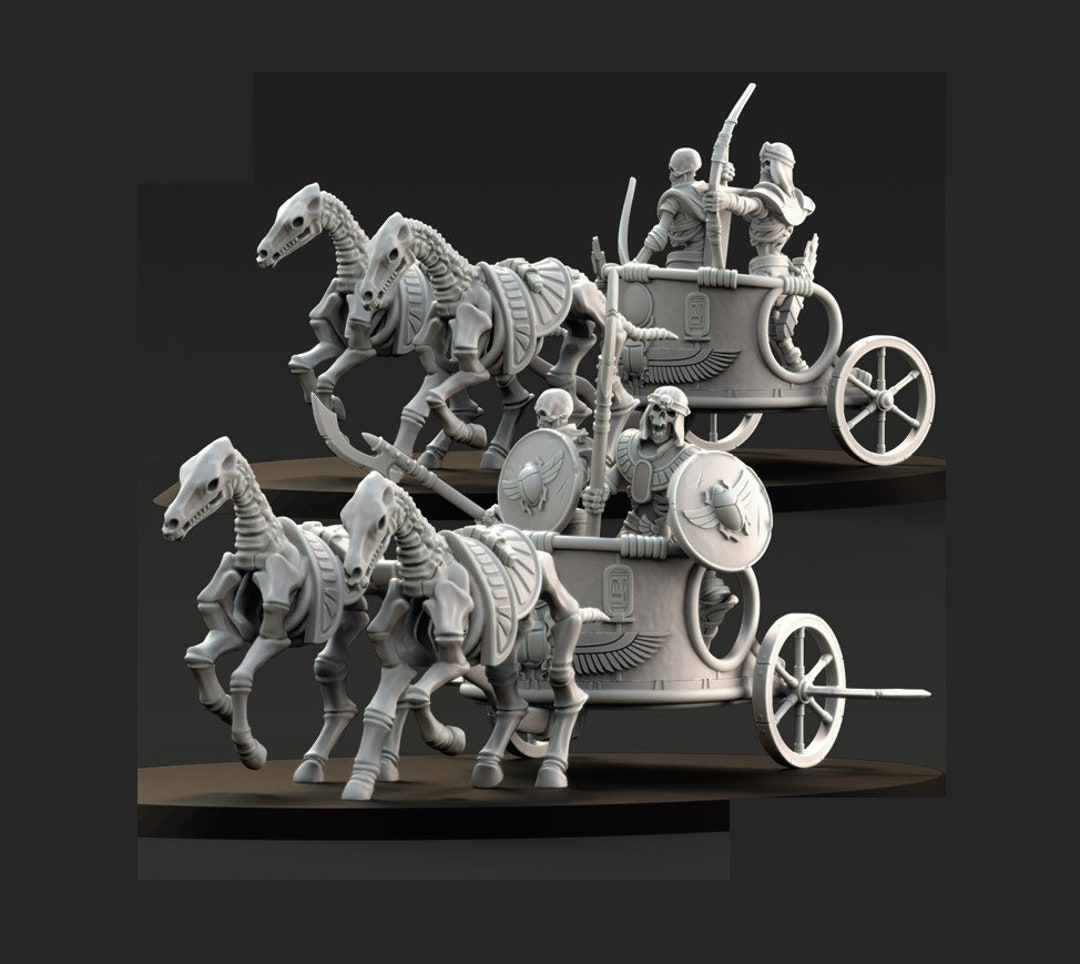 Mummified Legions Mummified Skeleton Chariots halberd/bows 28mm/30mm ...
