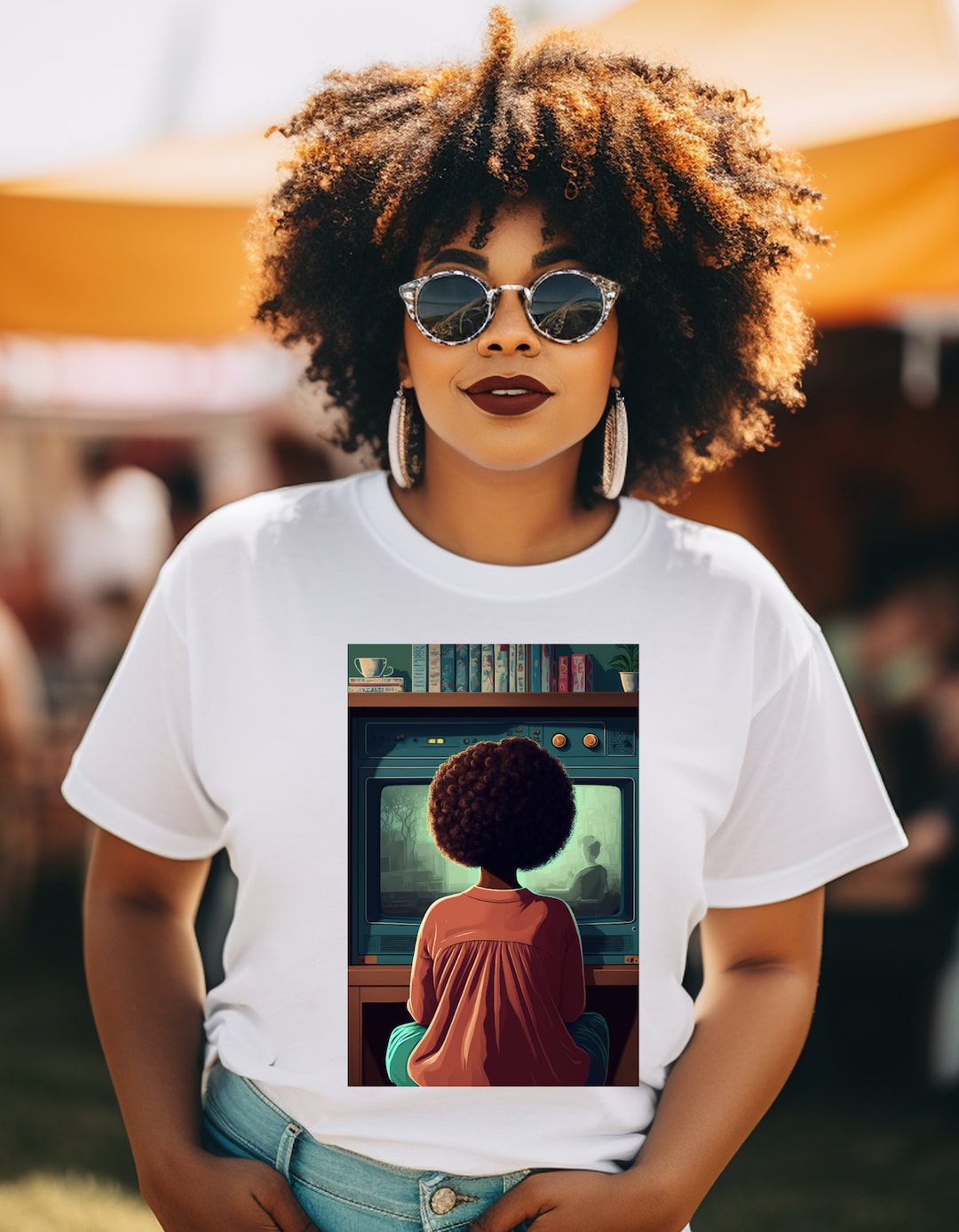Vintage Black Girl Watching TV Shirt/black Owned Shirt/retro Style ...