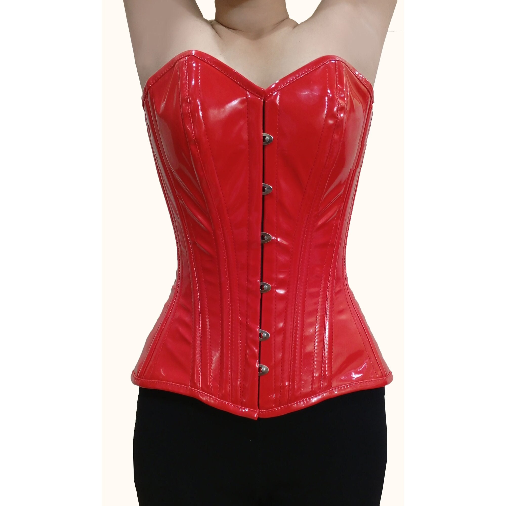 Heavy Duty Overbust Steel Boned Hourglass Costume Body Shaper Pvc