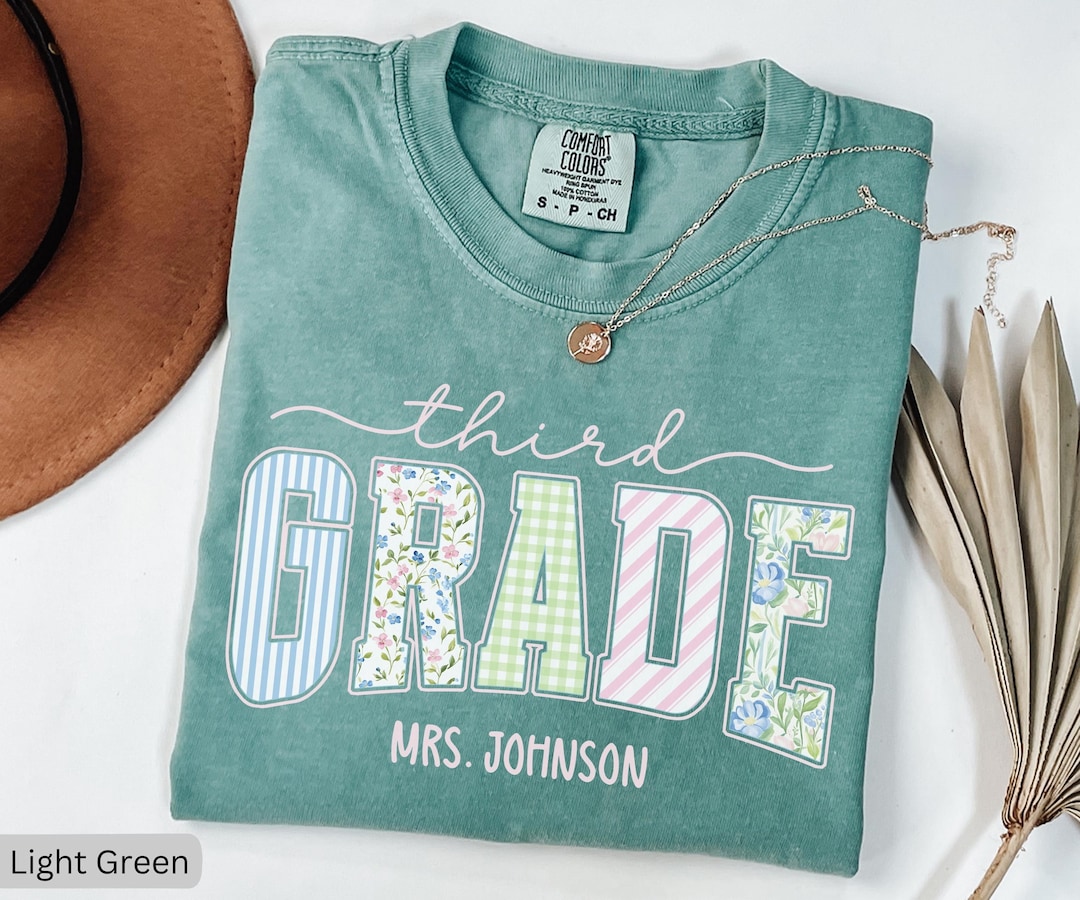 Custom Third Grade Teacher Shirt, 3rd Grade Teacher Name Shirt, Back to ...