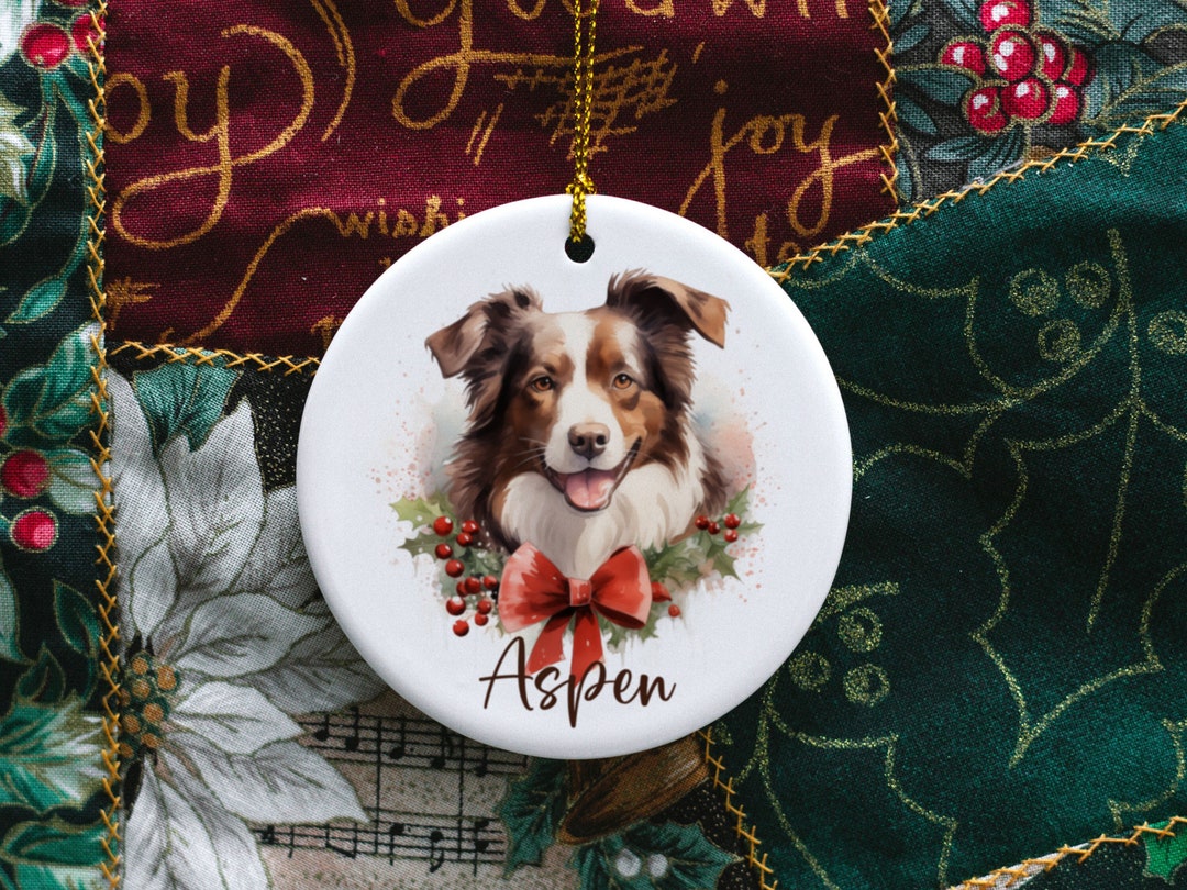 Personalized Brown Border Collie Ornament, Border Collie Christmas ...