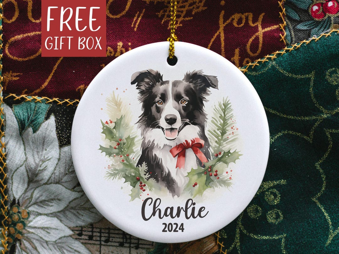 Personalized Border Collie Ornament, Border Collie Christmas Ornament ...
