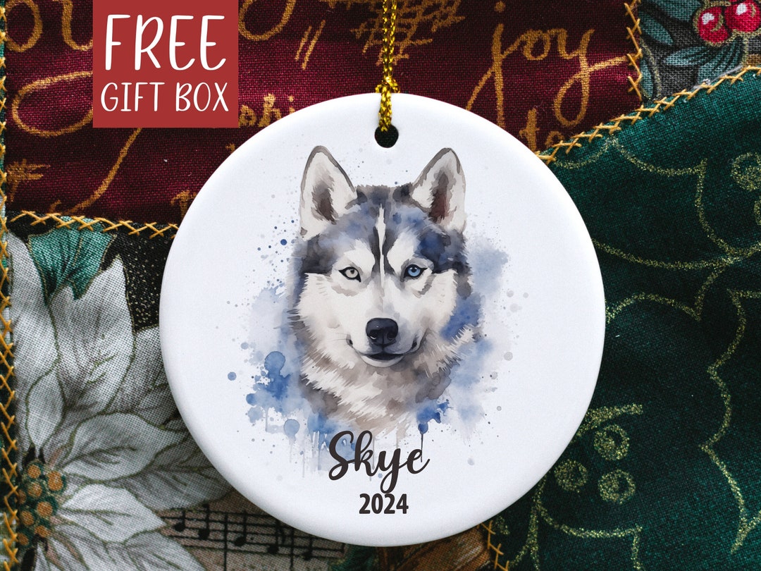 Personalized Husky Dog Ornament, Siberian Husky Christmas Ornament ...