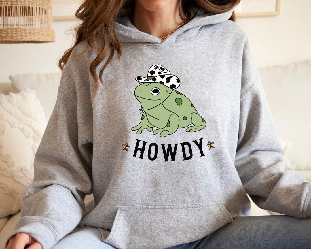 Cowboy Frog Hoodie, Frog in Cowboy Hat Shirt, Funny Frog Sweater, Cute ...