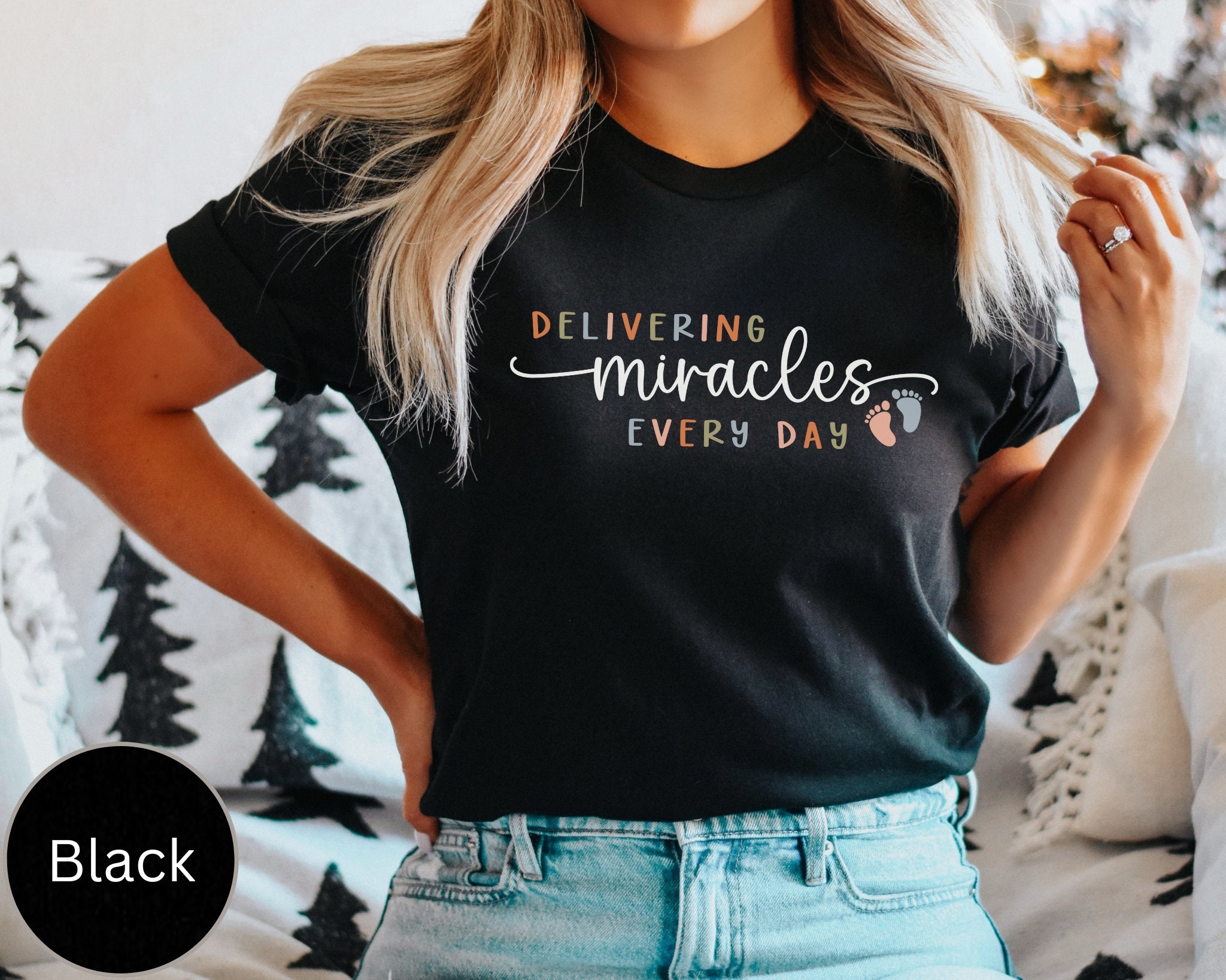 Delivering Miracles Labor and Delivery Nurse Shirt L&D Nurse - Etsy