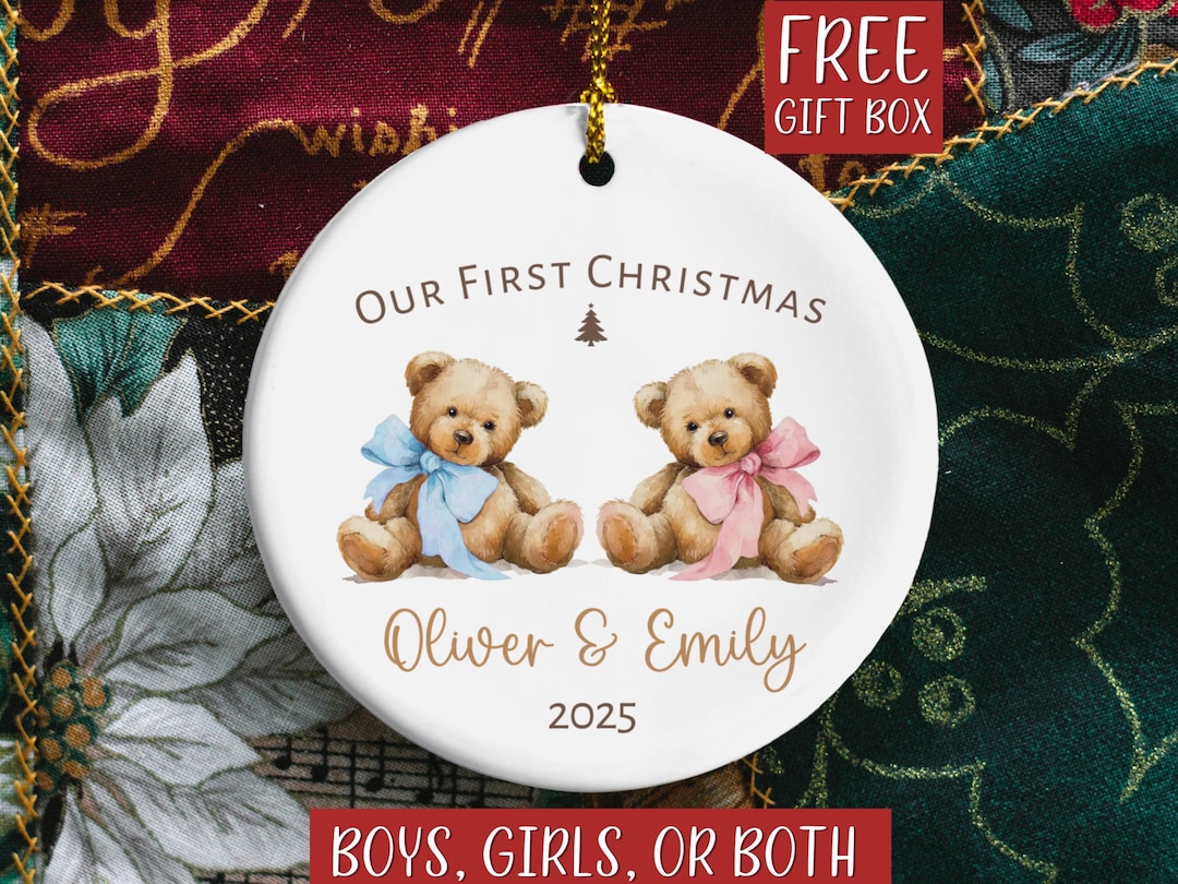 Personalized Twins First Christmas Ornament, Custom 1st Christmas Twin ...