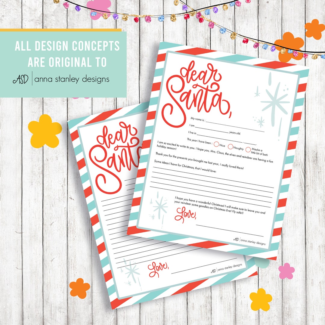 Letter to Santa | Printable | Dear Santa | Prompted Letter | Lined ...