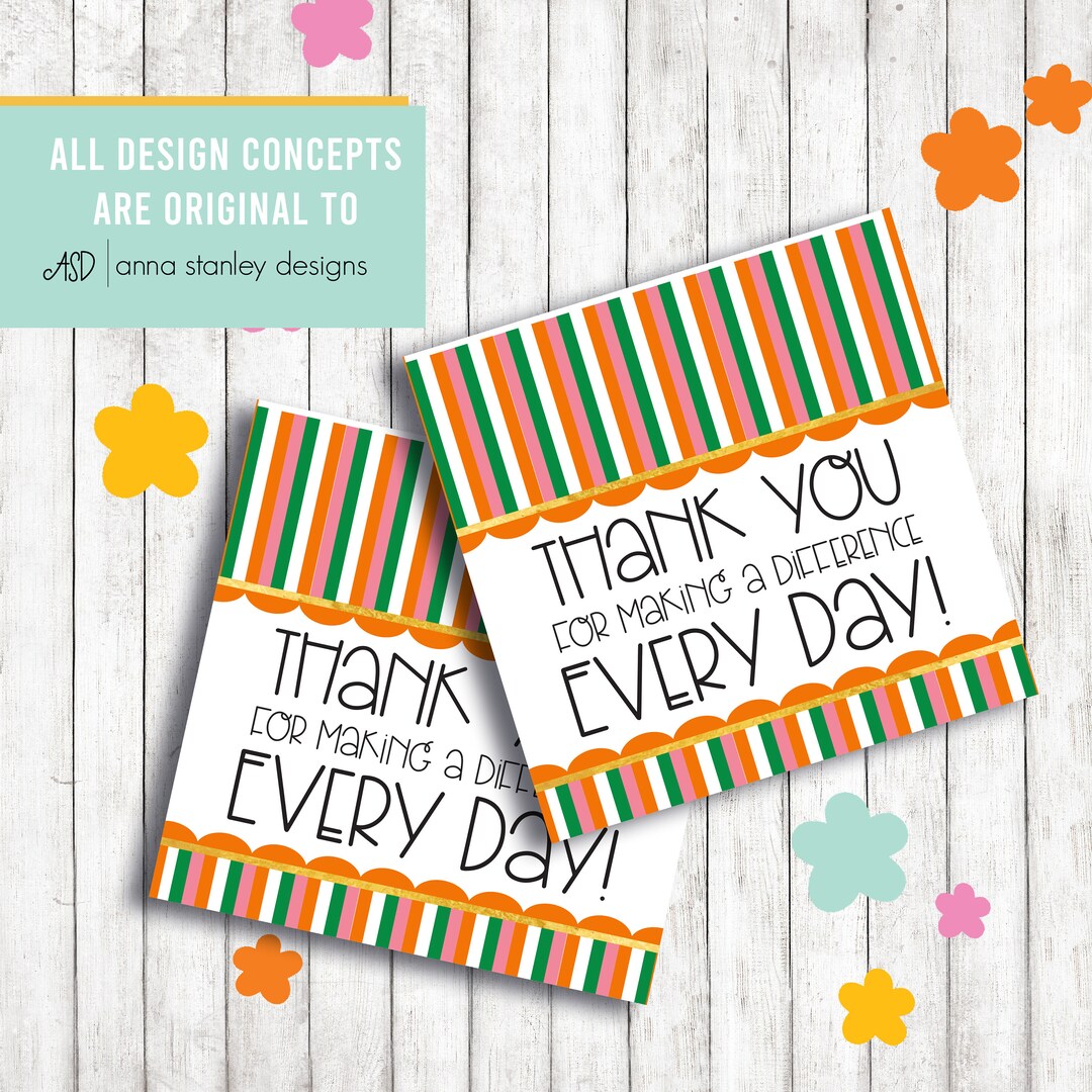 Teacher Appreciation Gift Tags, Printable Thank You Cards (PDF) - Etsy