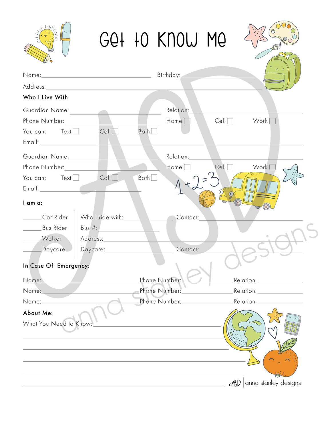 Get to Know Me, Back to School Forms_back to School | Get to Know Me ...