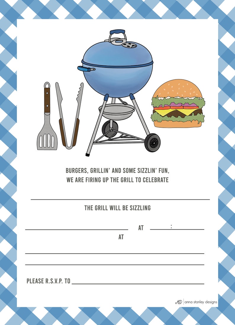 Backyard Grill Printable, Fill in the Blank Invitation | BBQ ...