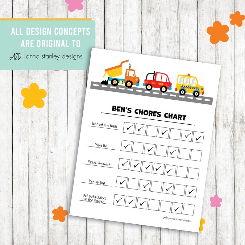 Printable, Dump Truck, Truck and Taxi Car Goal Chart | Trucks | Chart ...
