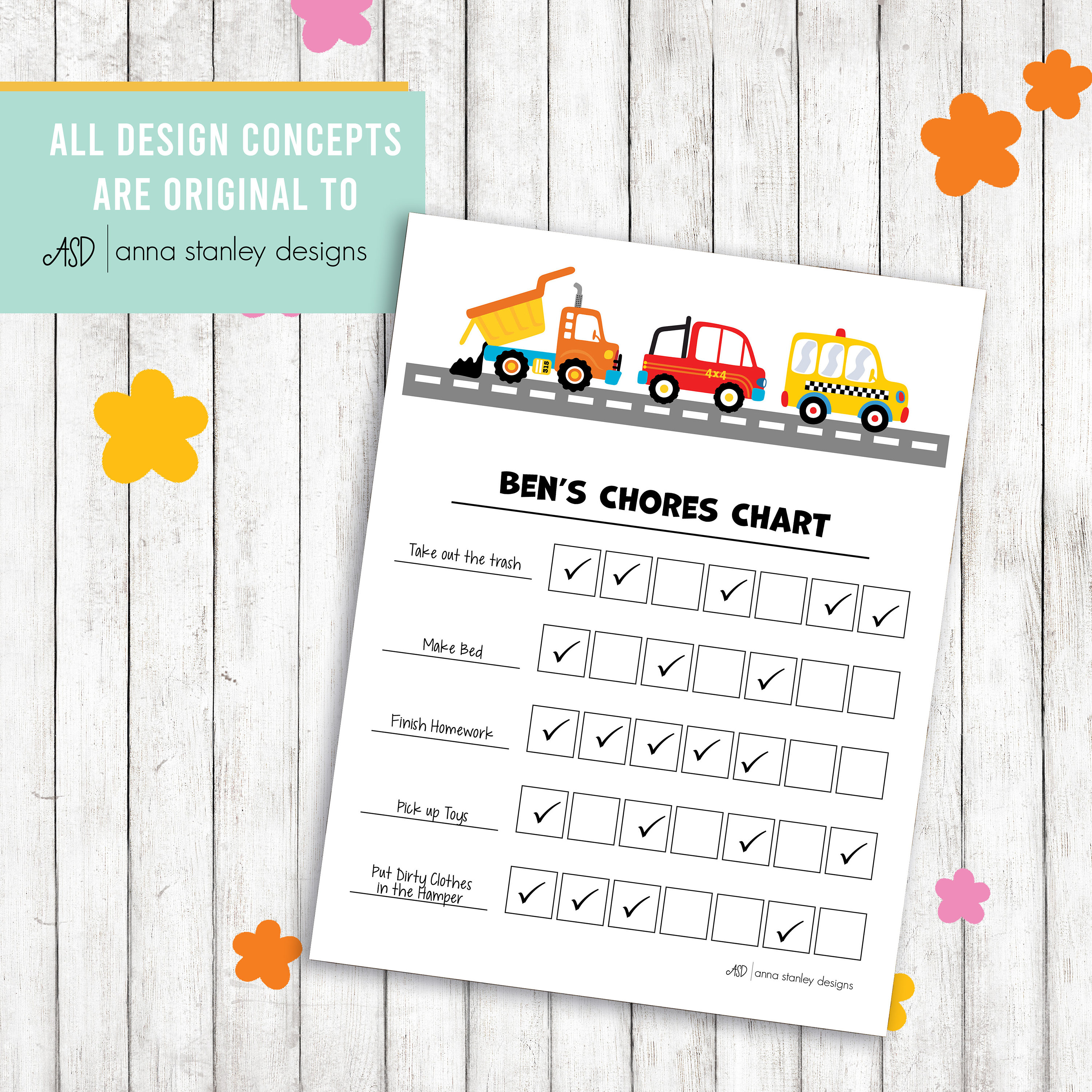 Printable, Dump Truck, Truck and Taxi Car Goal Chart | Trucks | Chart ...