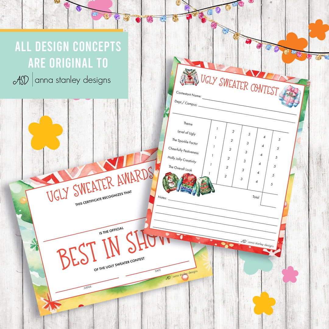 Ugly Sweater Contest | Rubric | Awards | Christmas | Holidays | Office ...