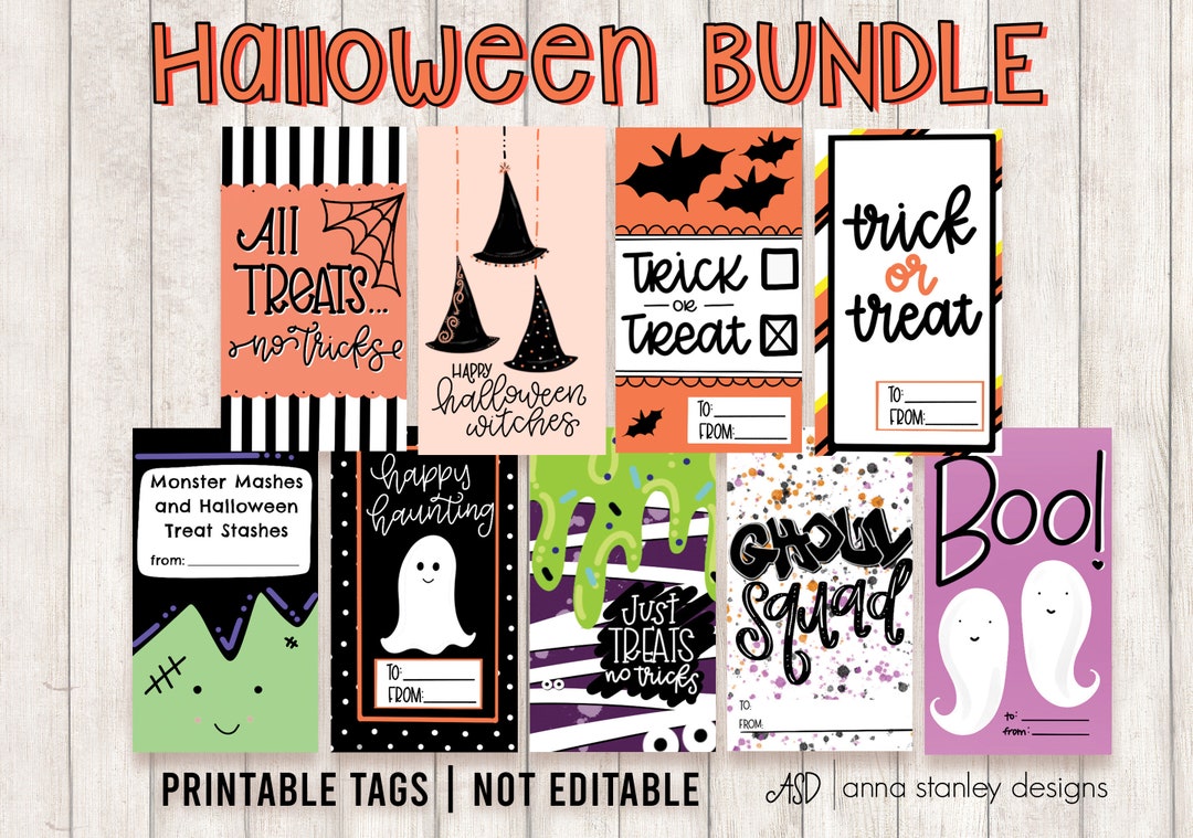 Halloween Gift Tags | Ghost, Witch Hats & Bats (printable PDF) - Etsy